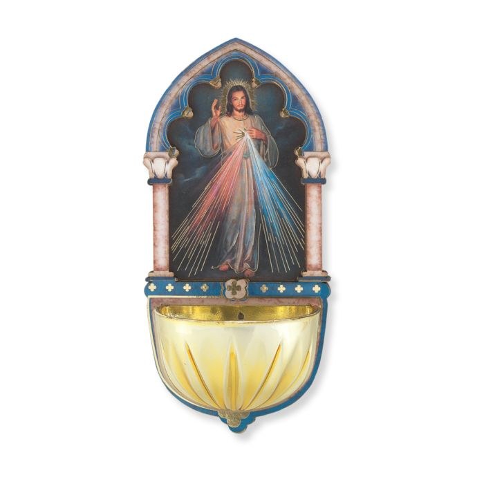 DIVINE MERCY LASER CUT 5" HOLY WATER FONT - Divine Mercy Gift Shop