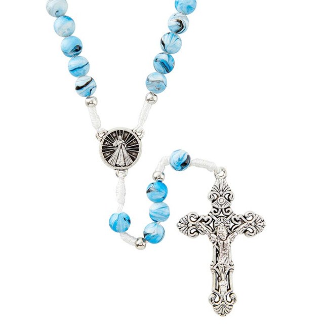 CORD ROSARY DIVINE MERCY BLUE BEADS - Divine Mercy Gift Shop