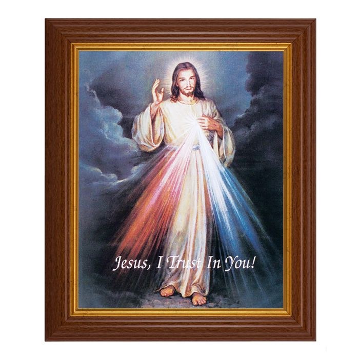 8"X10" DIVINE MERCY IMAGE IN WALNUT FRAME - Divine Mercy Gift Shop