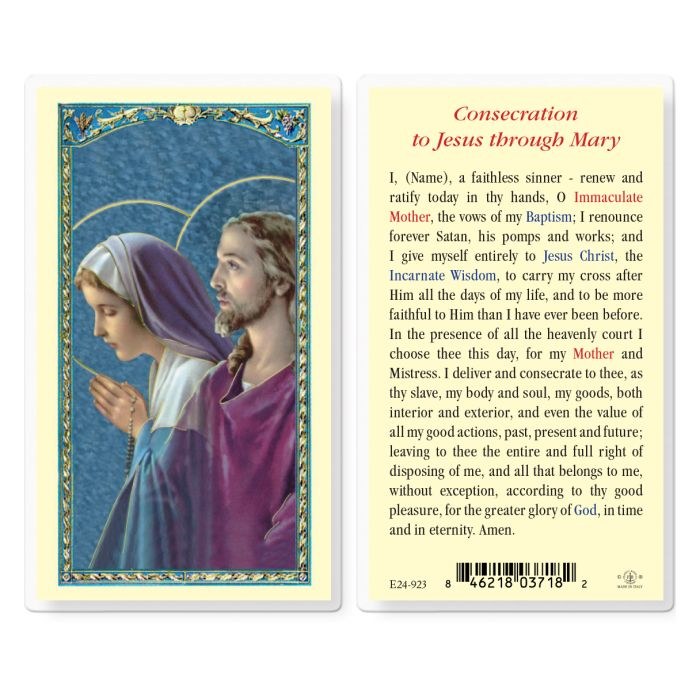 CONSECRATION TO JESUS THROUGH MARY PRAYER CARD - Divine Mercy Gift Shop