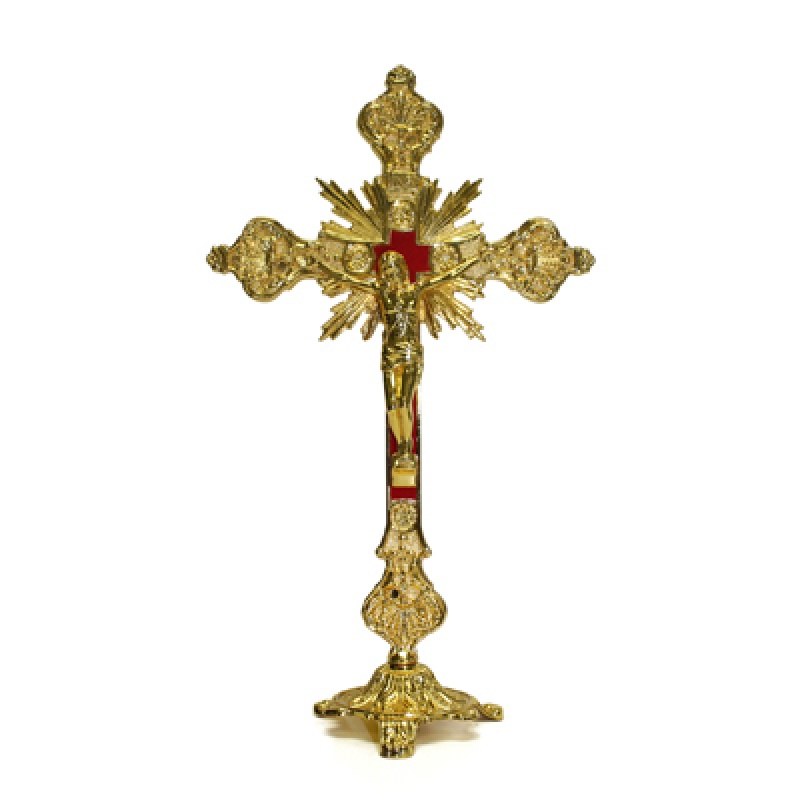 CRUCIFIX WITH BASE GOLD 9" - Divine Mercy Gift Shop