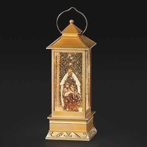 LED SWIRL GOLD LANTERN WITH HOLY FAMILY - Divine Mercy Gift Shop