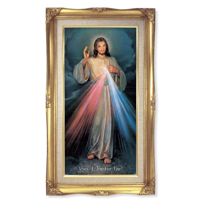 LARGE GOLD FRAMED DIVINE MERCY - Divine Mercy Gift Shop