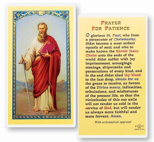 PRAYER FOR PATIENCE PRAYER CARD - Divine Mercy Gift Shop