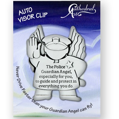 POLICE GUARDIAN ANGEL VISOR CLIP - Divine Mercy Gift Shop