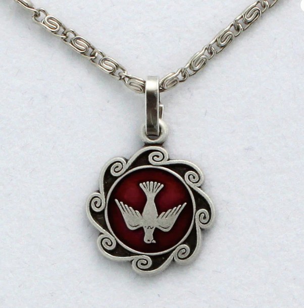 RED ENAMELED HOLY SPIRIT PENDANT - Divine Mercy Gift Shop