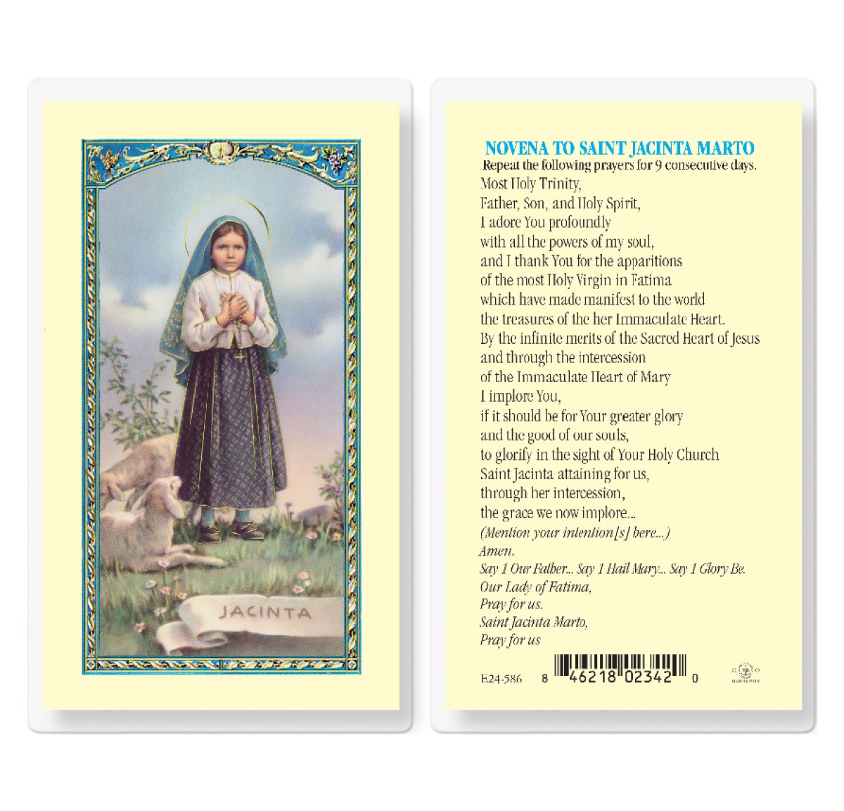 NOVENA TO ST JACINTA MARTO - Divine Mercy Gift Shop