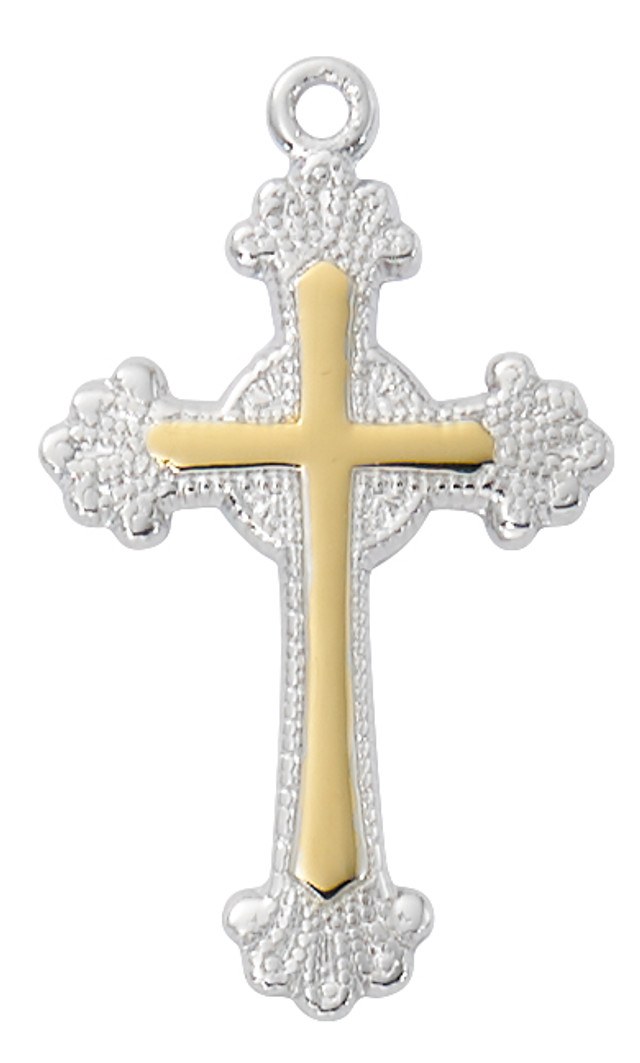 STERLING SILVER TWO-TONE 18'' CROSS - Divine Mercy Gift Shop