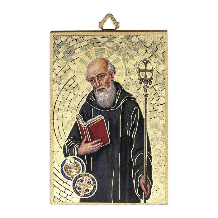 ST BENEDICT MOSAIC PLAQUE - Divine Mercy Gift Shop