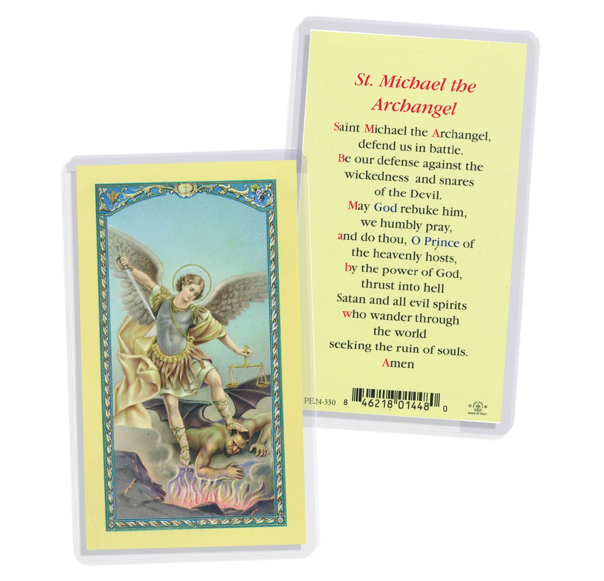 ST MICHAEL THE ARCHANGEL PRAYERCARD - Divine Mercy Gift Shop