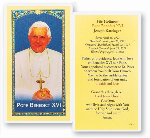 POPE BENEDICT XVI PRAYER CARD - Divine Mercy Gift Shop