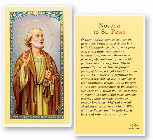 ST PETER NOVENA PRAYER CARD - Divine Mercy Gift Shop