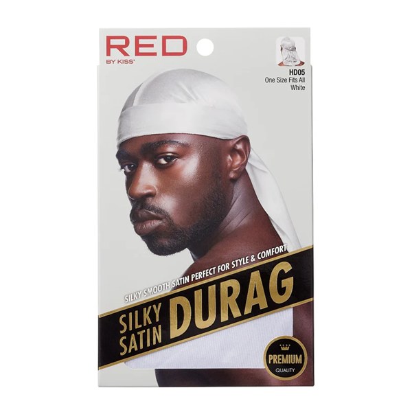 Red Silky Satin Durag #HDUP05 - White - Beauty Depot Online