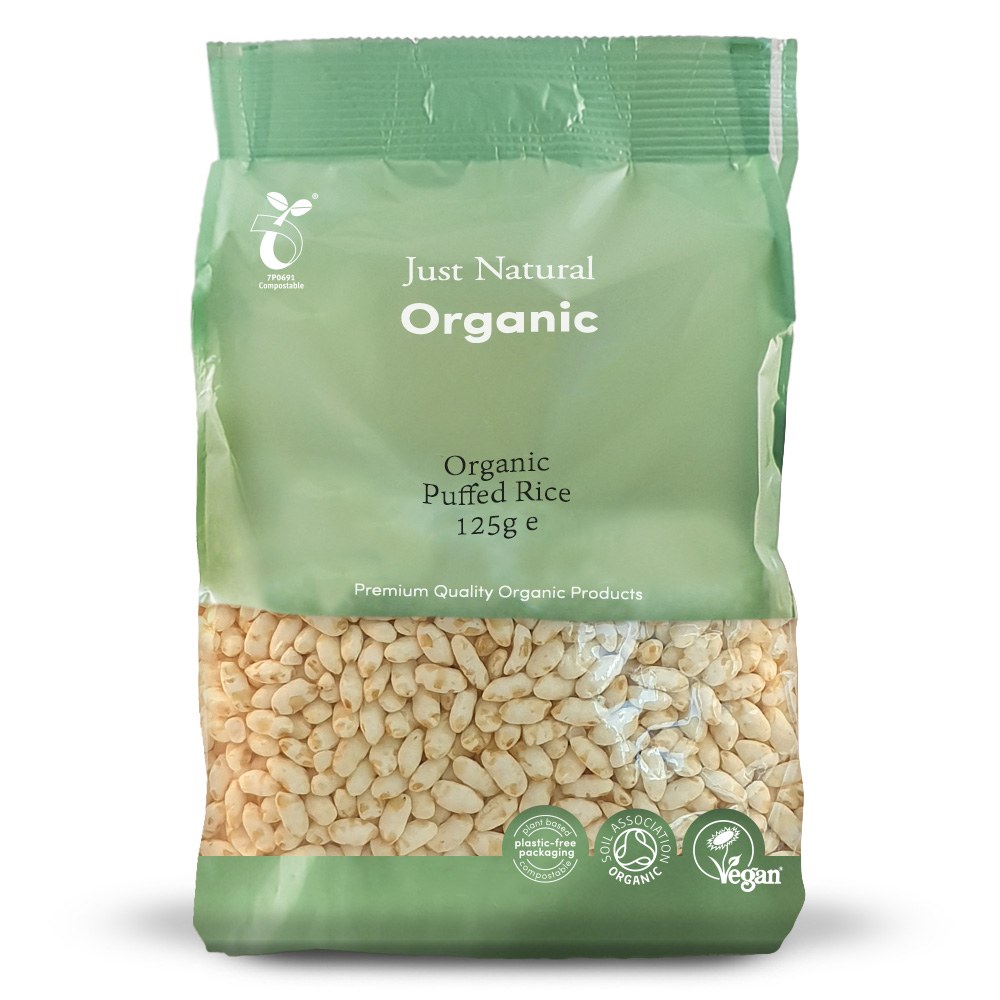 Just Natural Organic Puffed Rice 125g - Fairhaven Wholefoods Ltd