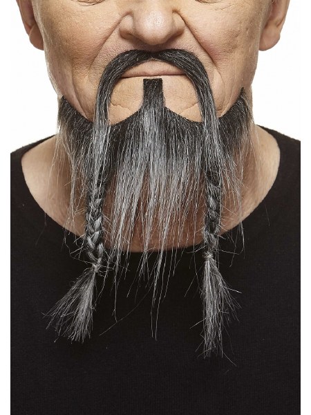 Beard w/Braids/Moustache Grey - Champion Party Supply