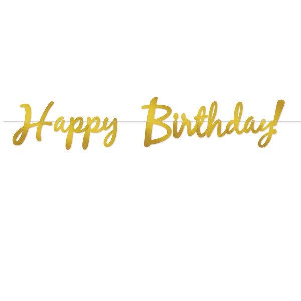 Happy Birthday Banner Gold Foil Cursive - Champion Party Supply