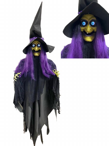 Hanging Animated Witch w/ Digital Eyes 72in - Champion Party Supply