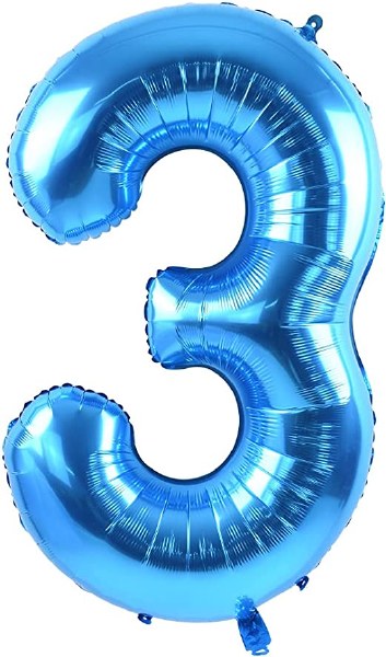 Jumbo 34in. Helium Number Mylar Balloon • Blue 3 - Champion Party Supply