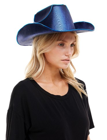 Neon Light Up Cowboy Hat Blue - Champion Party Supply