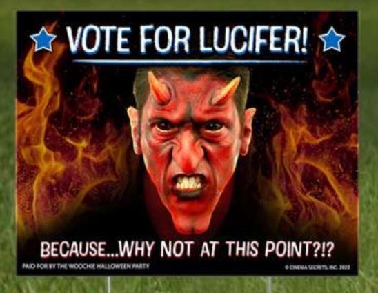 Yard Sign Vote For Lucifer - Champion Party Supply
