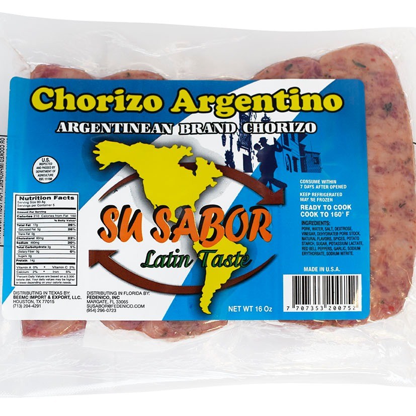 Su Sabor Chorizo Sausage Argentino 1lb - Phoenicia Specialty Foods
