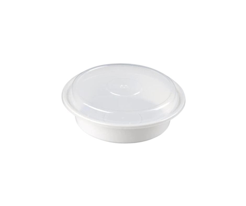 Chef Elite Plastic Container 32oz Round White Bottom Clear Top -RC-32 ...