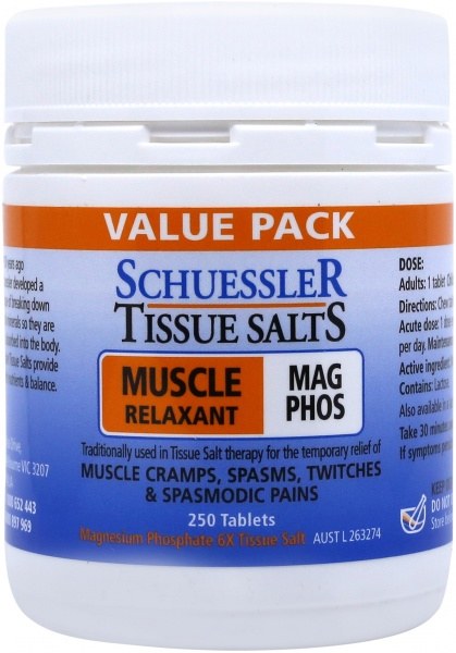 mag phos 6x schuessler tissue salts 250 tabs - Wray Organic Online