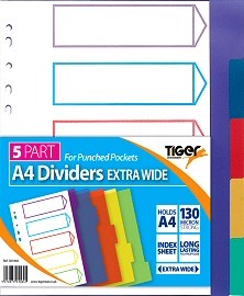 5 Part Extra Wide Plastic Subject Divider