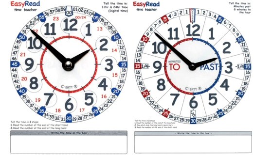 Pupils EasyRead Double-Sided Dry-Wipe Clocks (Set 10)