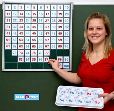 Blank Hundred Square Board with Magnetic Number Tiles 1-100