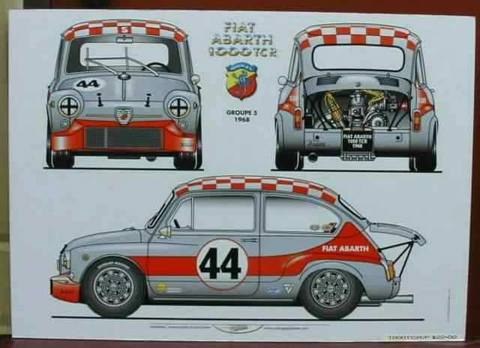 FIAT ABARTH 1000 TCR POSTER - C. OBERT & CO.
