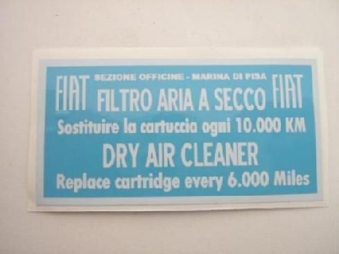 FIAT DRY AIR FILTER STICKER - C. OBERT & CO.