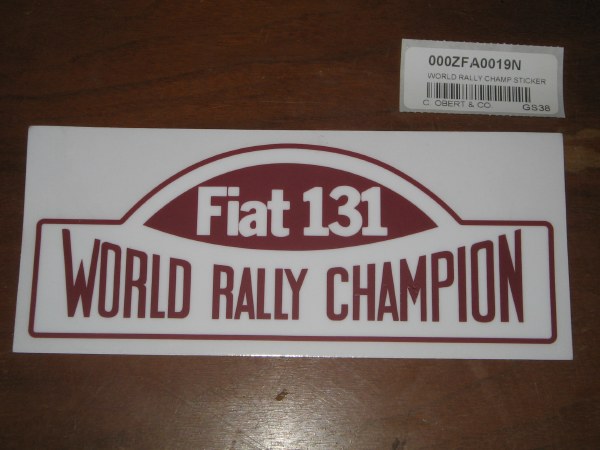 WORLD RALLY CHAMP STICKER - C. OBERT & CO.