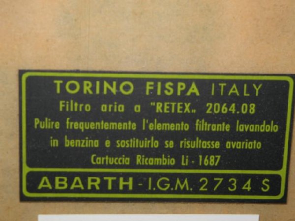ABARTH AIR FILTER STICKER - C. OBERT & CO.