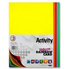 A4 Assorted Coloured 160gsm Card 50 Sheets - Silkes Art & Office